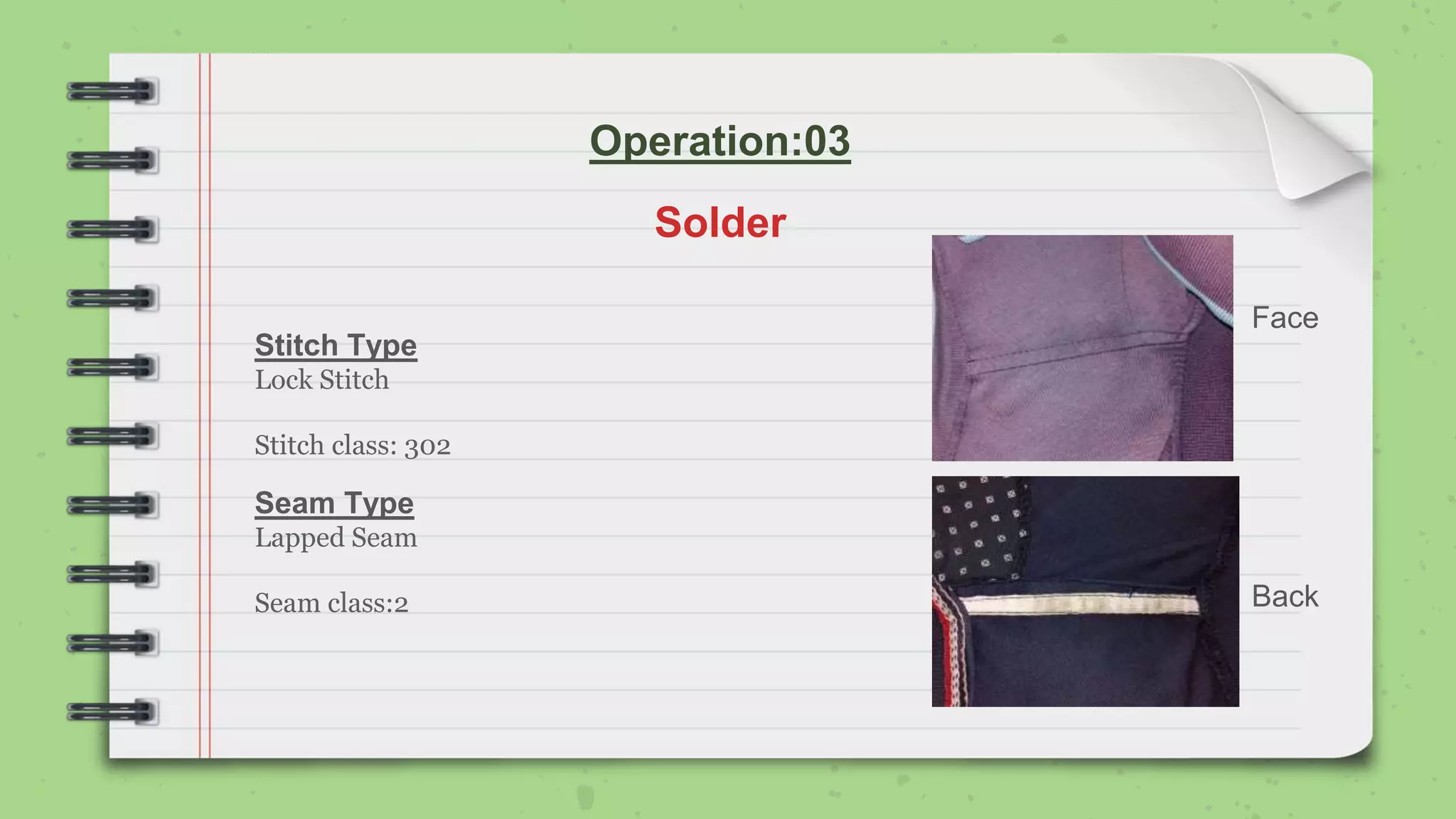 Analysis of Seam & Stitch Types & Class | PPTX