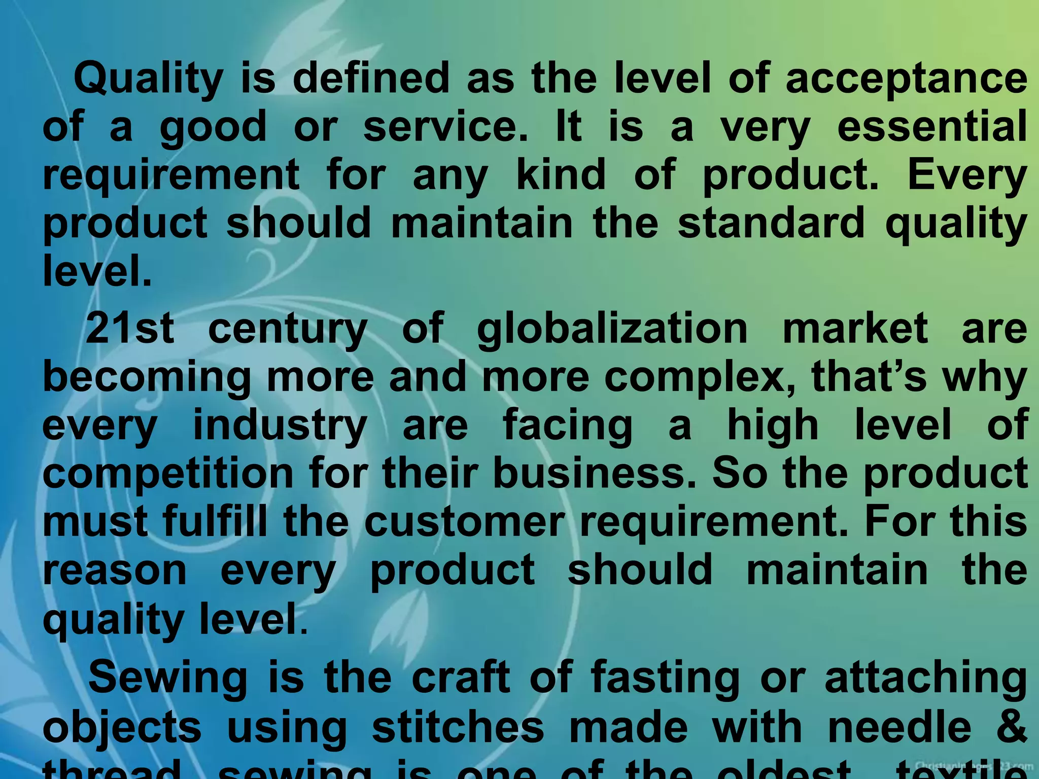 Garments Quality Control in Sewing | PPTX