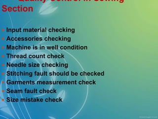 Garments Quality Control in Sewing | PPTX