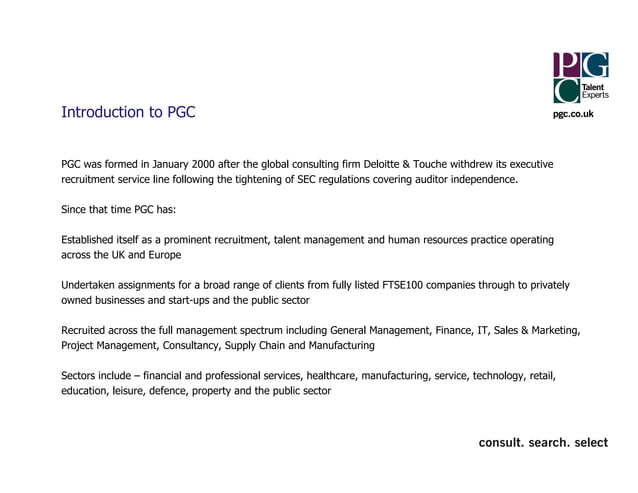 Pgc Service Overview September 09 | PPT