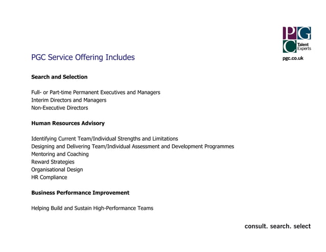 Pgc Service Overview September 09 | PPT