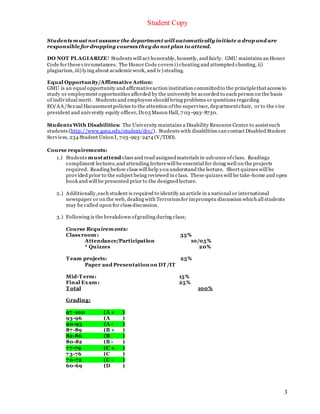 Gmu terrorism student syllabus fall 2016 wednesday | PDF