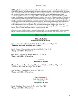 Gmu terrorism student syllabus fall 2016 wednesday | PDF
