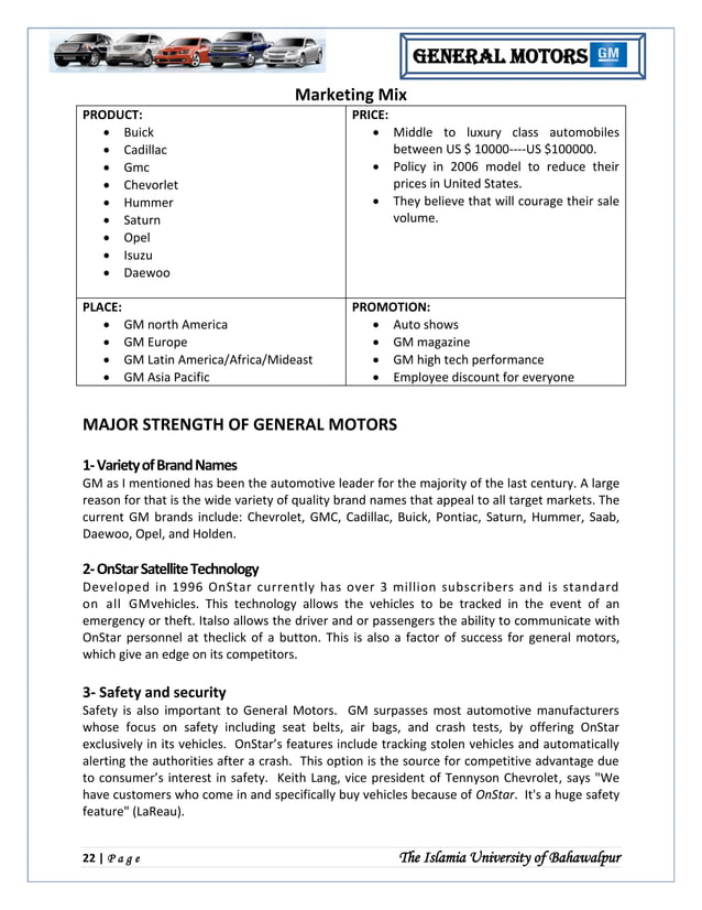 General Motor Strategic Management Analysis | PDF
