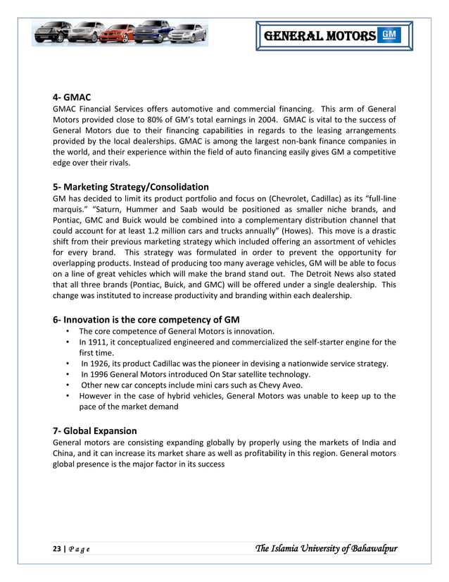 General Motor Strategic Management Analysis | PDF