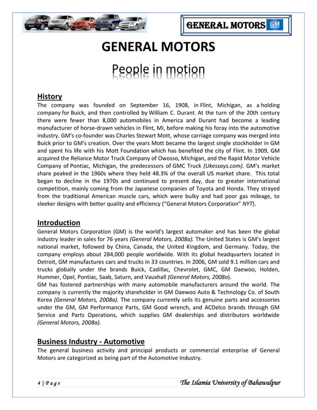 General Motor Strategic Management Analysis | PDF
