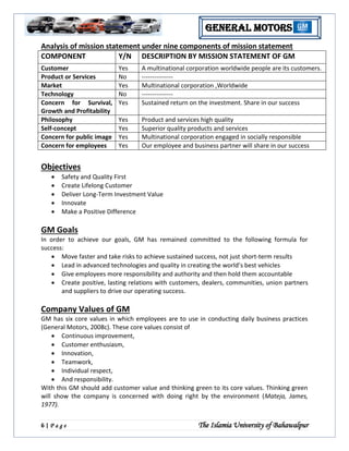 General Motor Strategic Management Analysis | PDF
