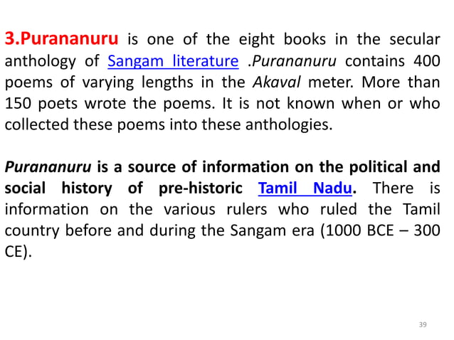 Literary Tradition of Tamil-Pathinen Melkanakku | PPTX | Hinduism ...