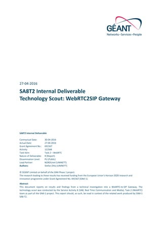 Gn4 1-sa8 t2 tech scout - webrtc2sip-gateway - v1.0-final | PDF