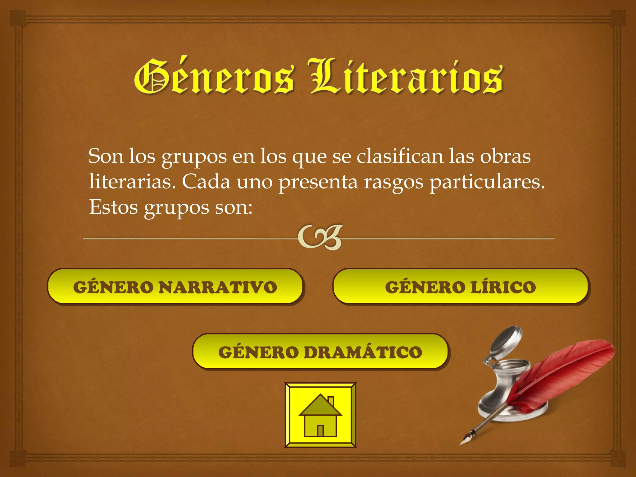 Géneros literarios, una presentación interactiva | PPT
