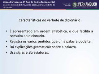 Gêneros textuais bilhete, carta (informais), postal, diários (pessoais ...