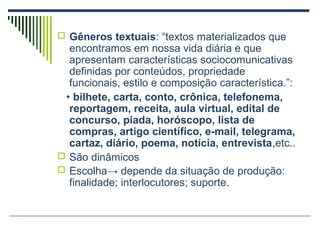 Gêneros textuais para 3º ano do ensino médio | PPT