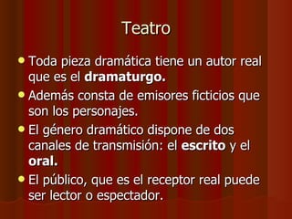 Género teatro elementos y estructura | PPT