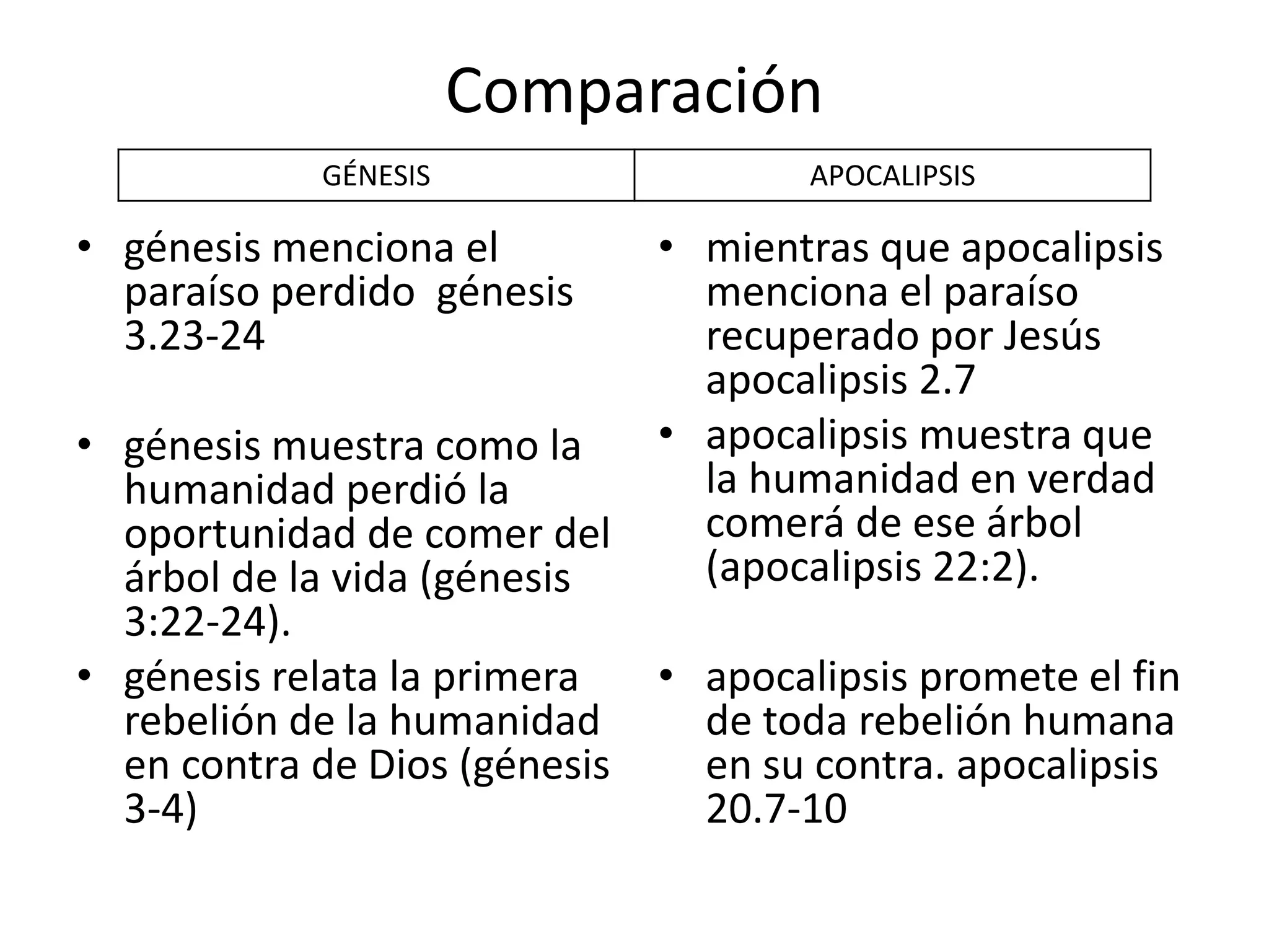 comparacion de Génesis y apocalipsis | PPTX | Christianity | Religion ...