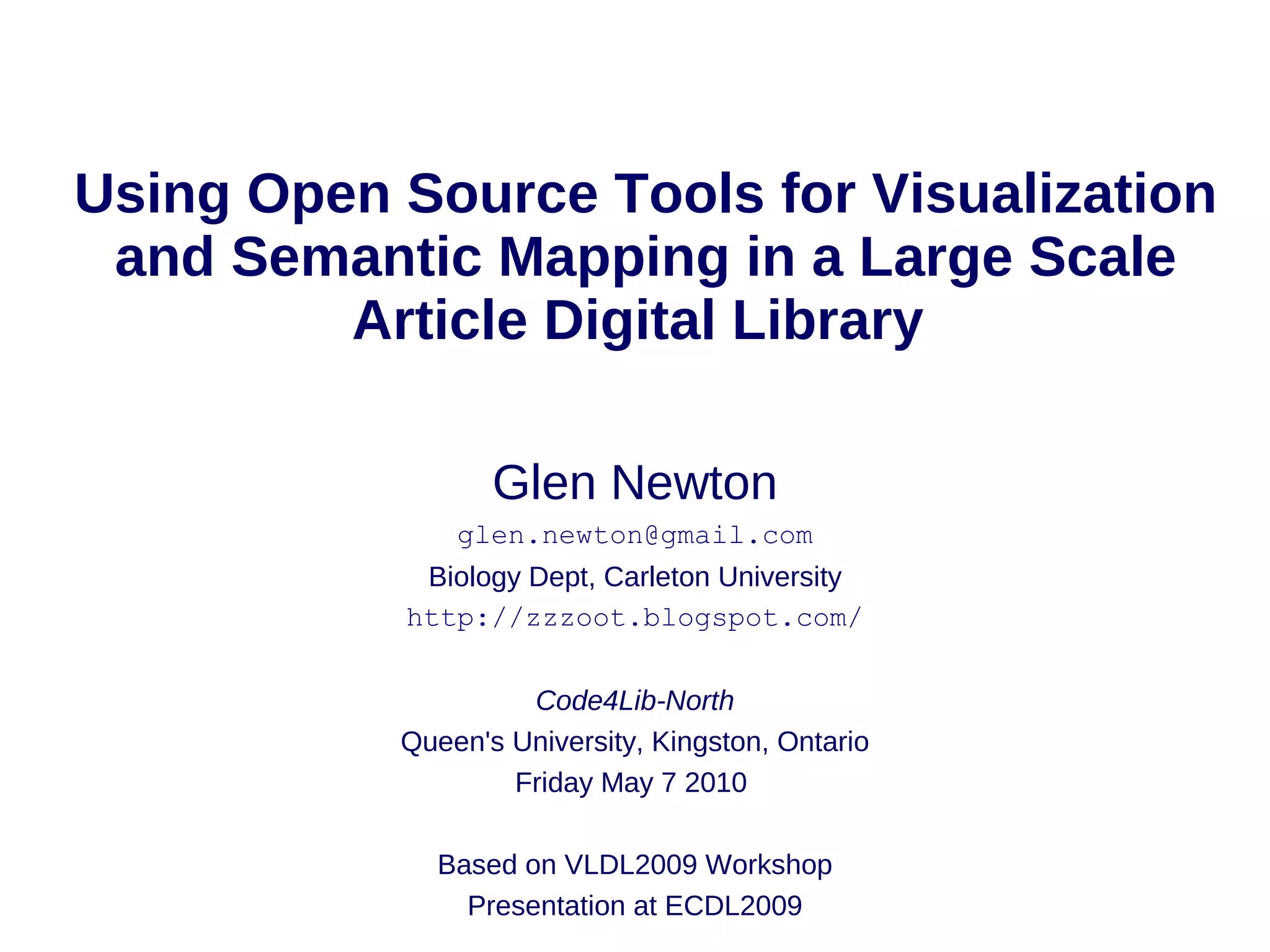 Using Open Source Tools for Visualization and Semantic Mapping in a ...