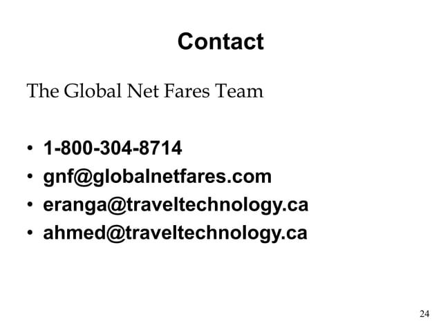 GlobalNetFares B2B Presentation | PPT