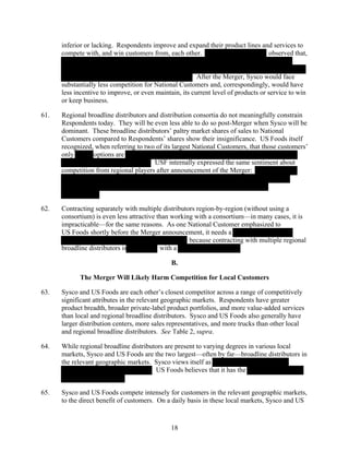 FTC Complaint Sysco US Foods Acquisition | PDF