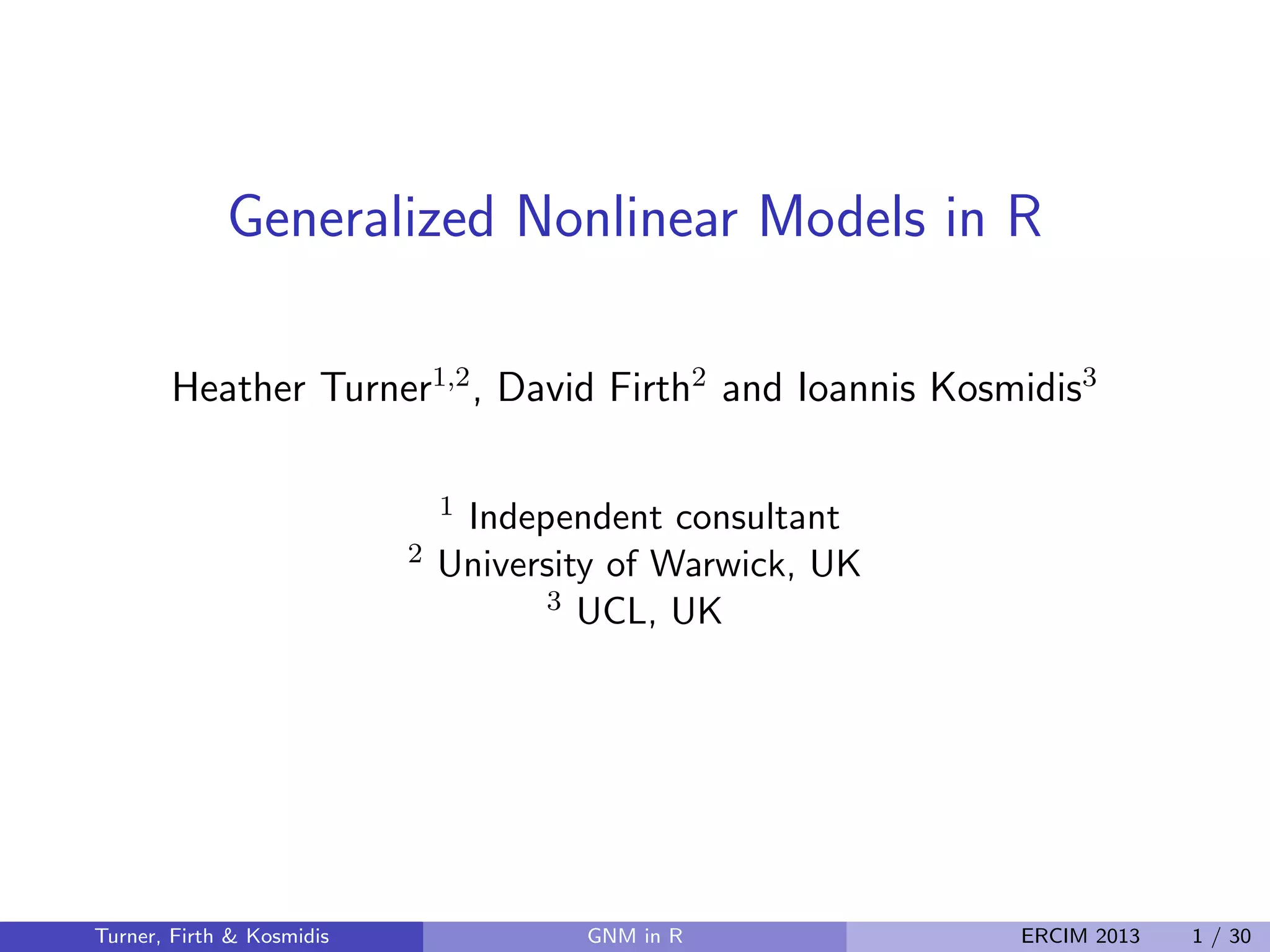 Generalized Nonlinear Models in R | PDF