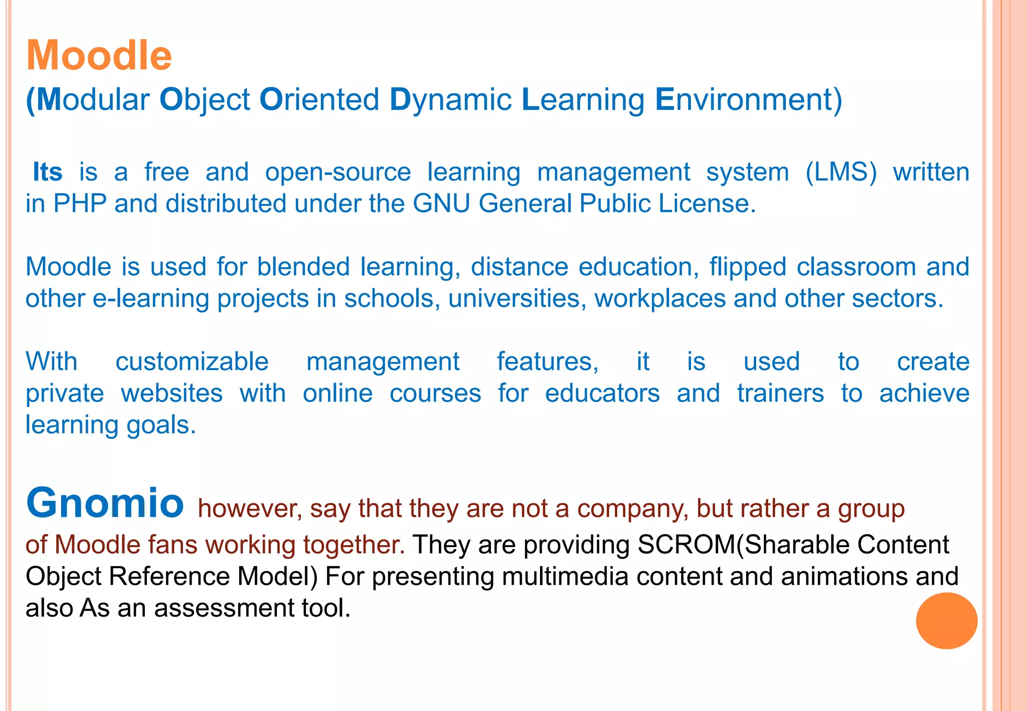 Gnomio Moodle Learning Management System | PPTX
