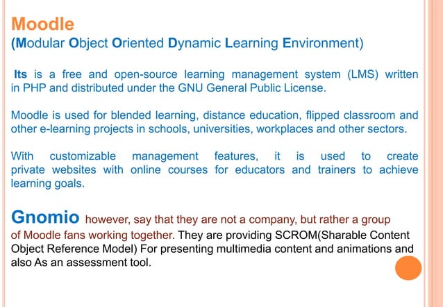 Gnomio Moodle Learning Management System | PPTX