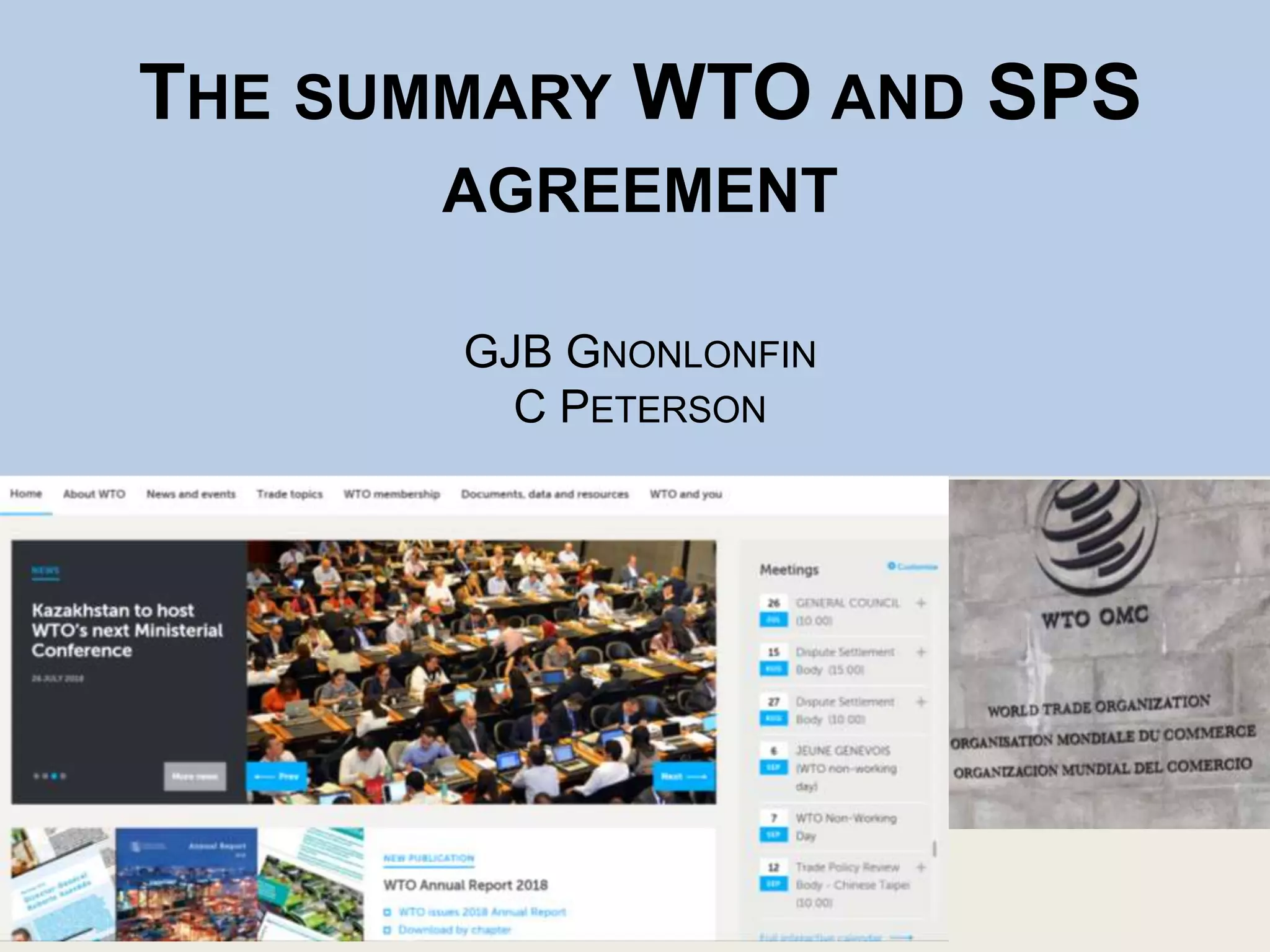 The summary WTO and SPS agreement | PPTX