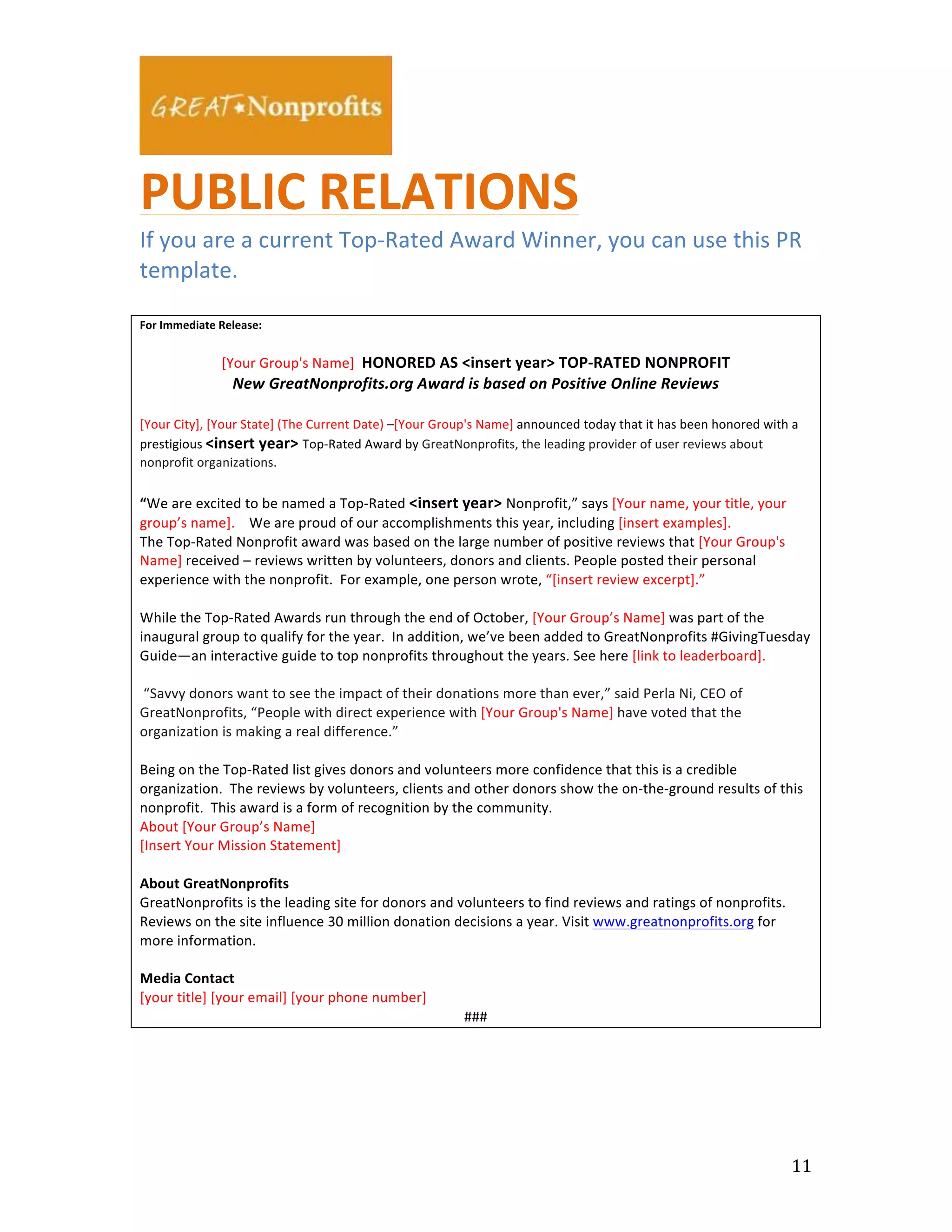 GreatNonprofits Marketing and Social Media Kit | PDF