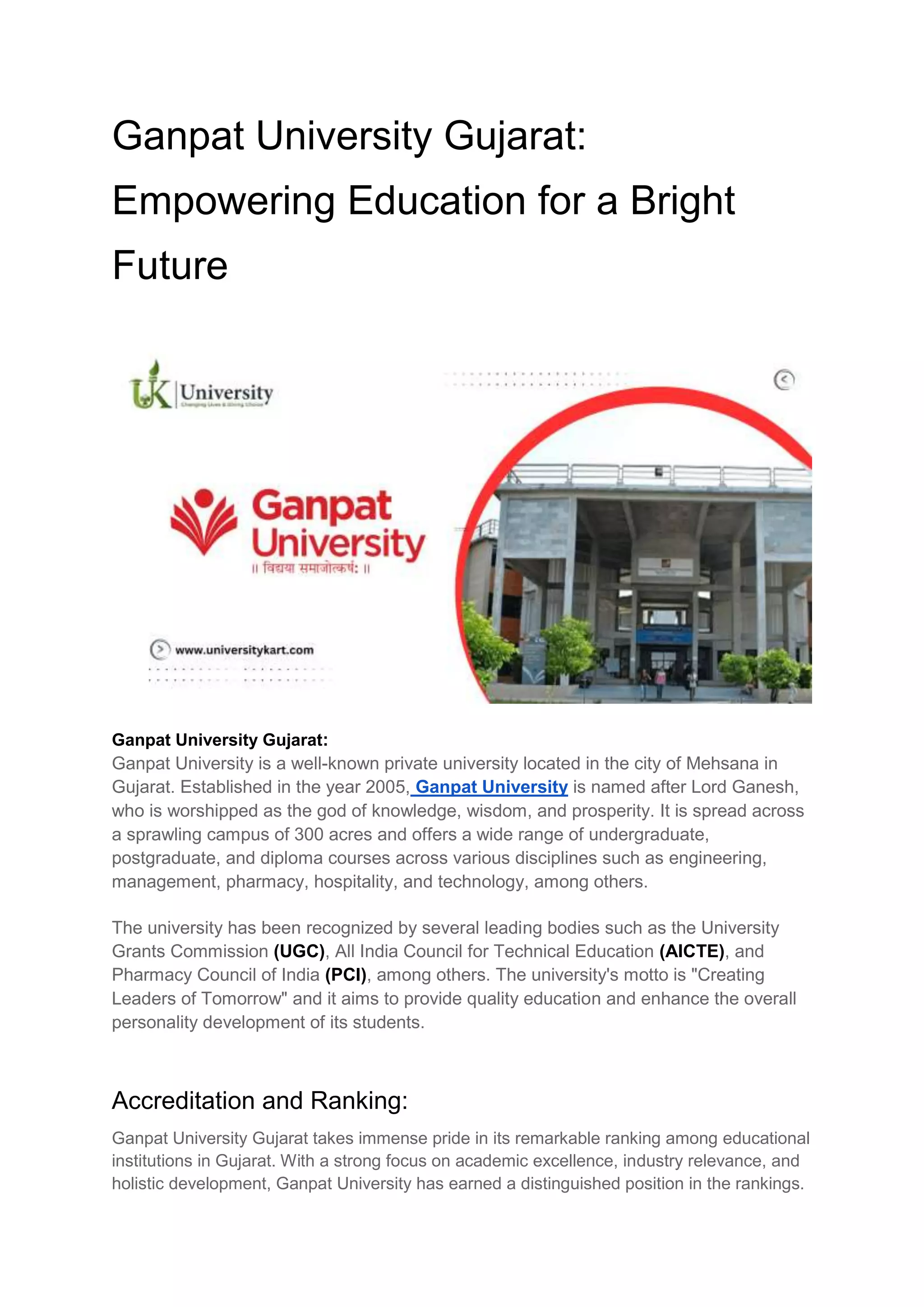 Ganpat University Gujarat | DOCX