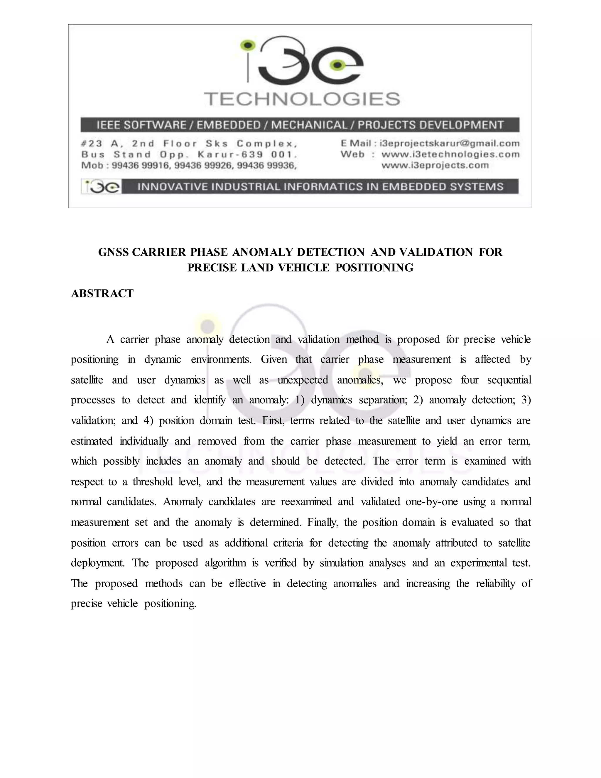 Gnss Carrier Phase Anomaly Detection And Validation For Precise Land