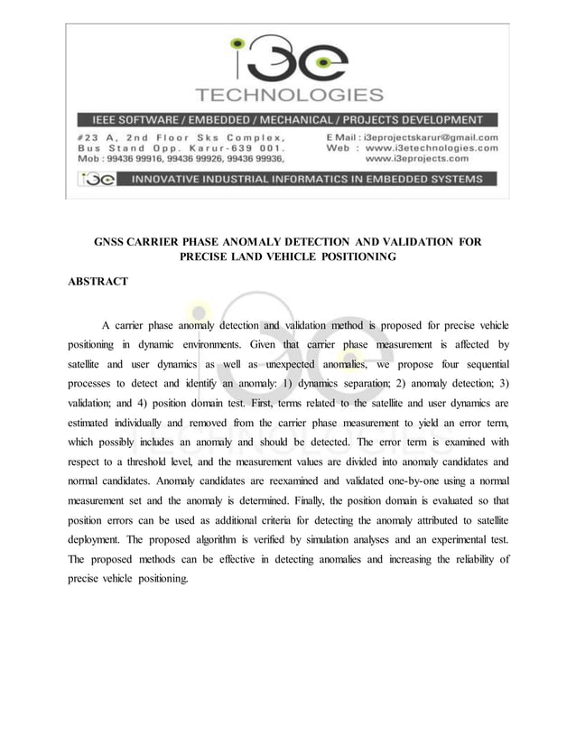 Gnss Carrier Phase Anomaly Detection And Validation For Precise Land