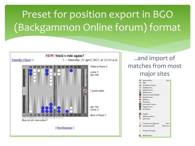 GNU Backgammon vs eXtremeGammon - my favourite features | PPTX