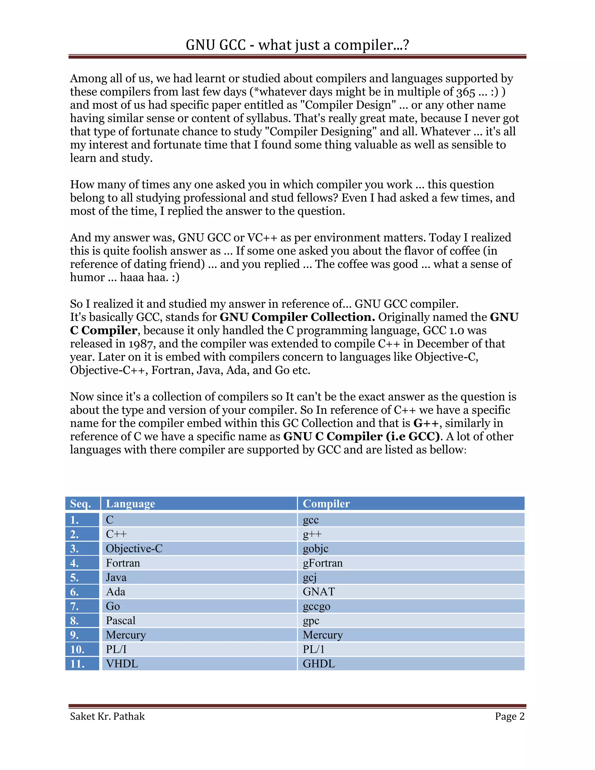 GNU GCC - what just a compiler...? | PDF