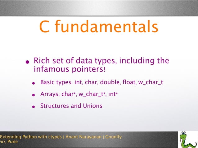 Extending Python with ctypes | PPT