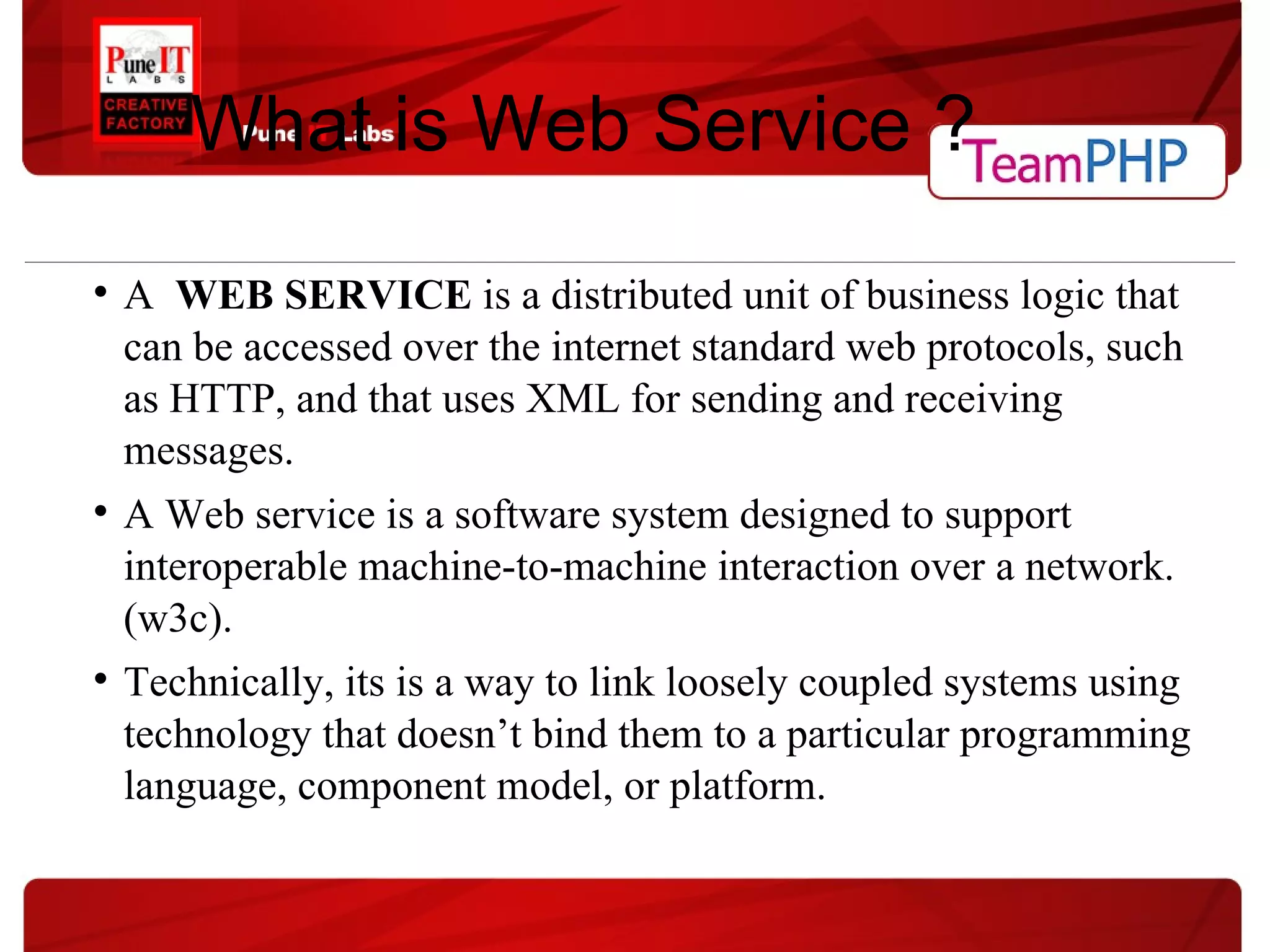 Introduction to web services and how to in php | PPT | Internet | Computing