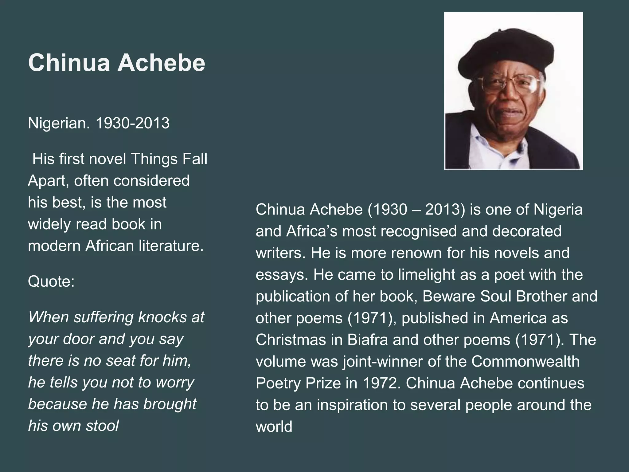 Refugee Mother and Child by Chinua Achebe | PPTX