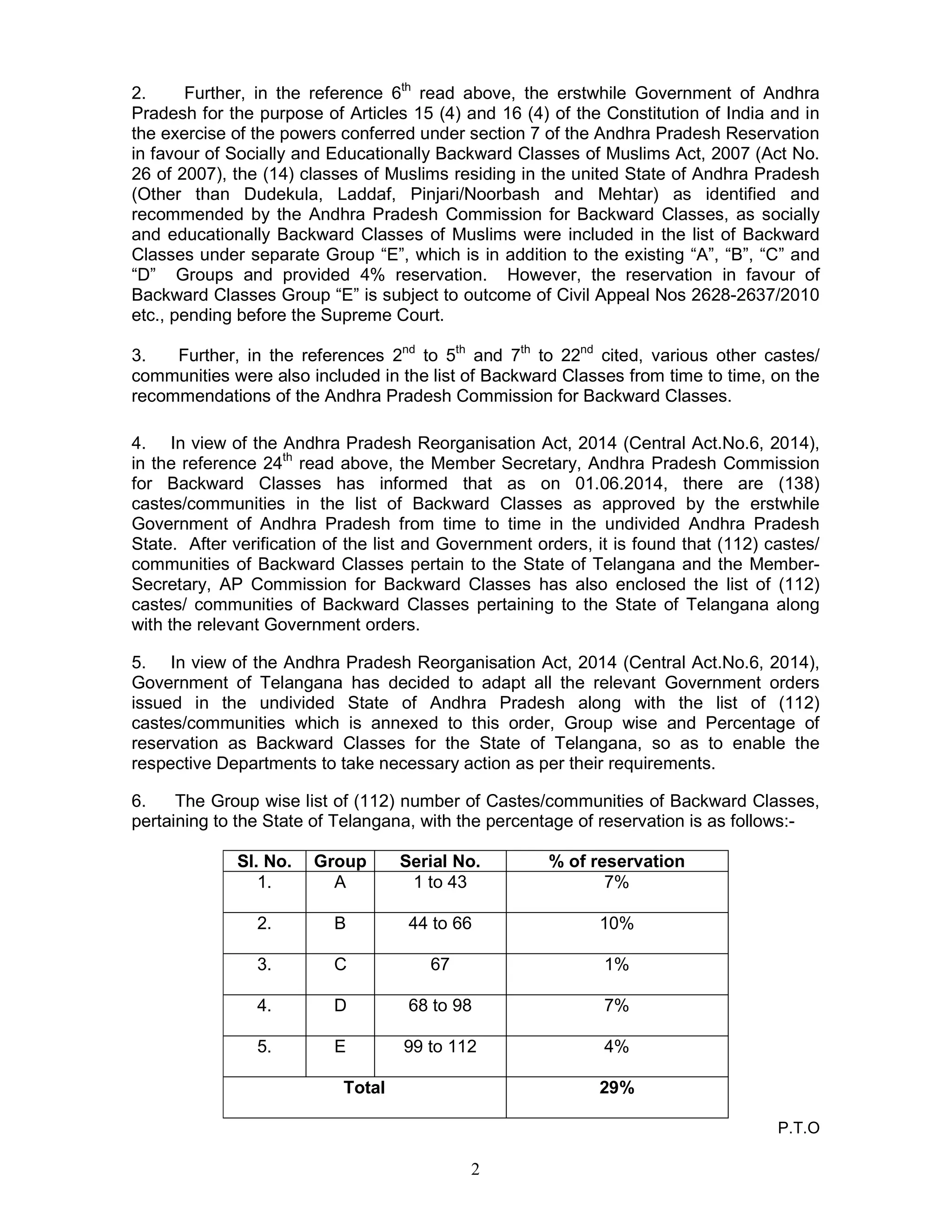 Caste G.O.MS.No. 3 Date: 14 .08.2014