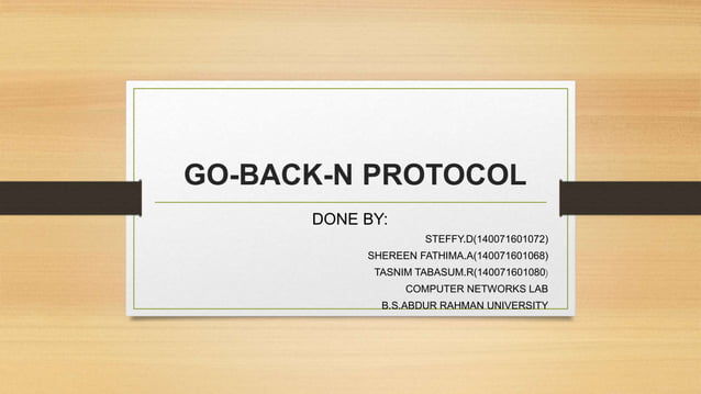 Go back-n protocol | PPTX | Computer Networking | Computing