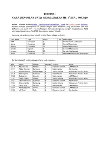 Tutorial Microsoft Visual FoxPro 9.0 | PDF