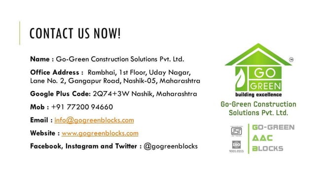 Go Green AAC Blocks PPT | PPTX