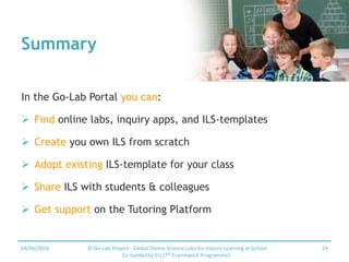 Go-Lab: Introduction to Go-Lab and creation of interactive learning ...