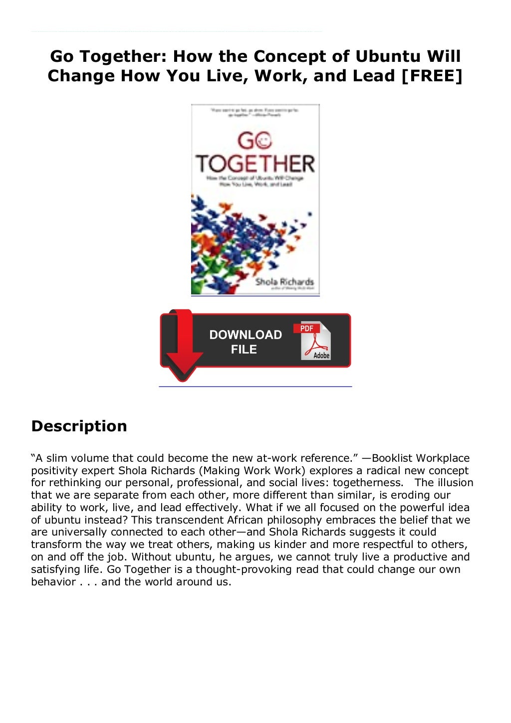 Go Together: How the Concept of Ubuntu Will Change How You Live, Work ...