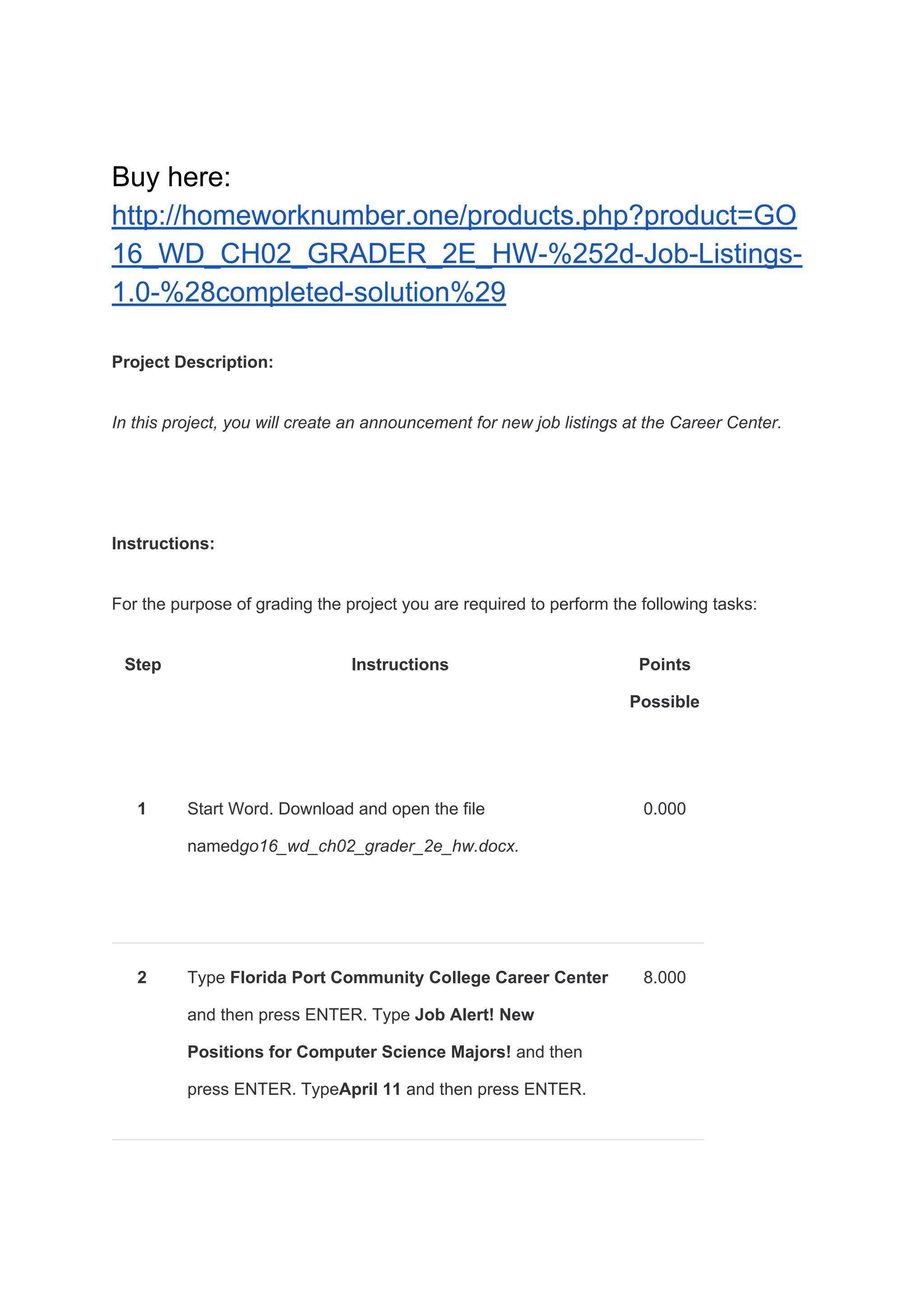 GO16_WD_CH02_GRADER_2E_HW - Job Listings 1.0 (completed solution) | PDF
