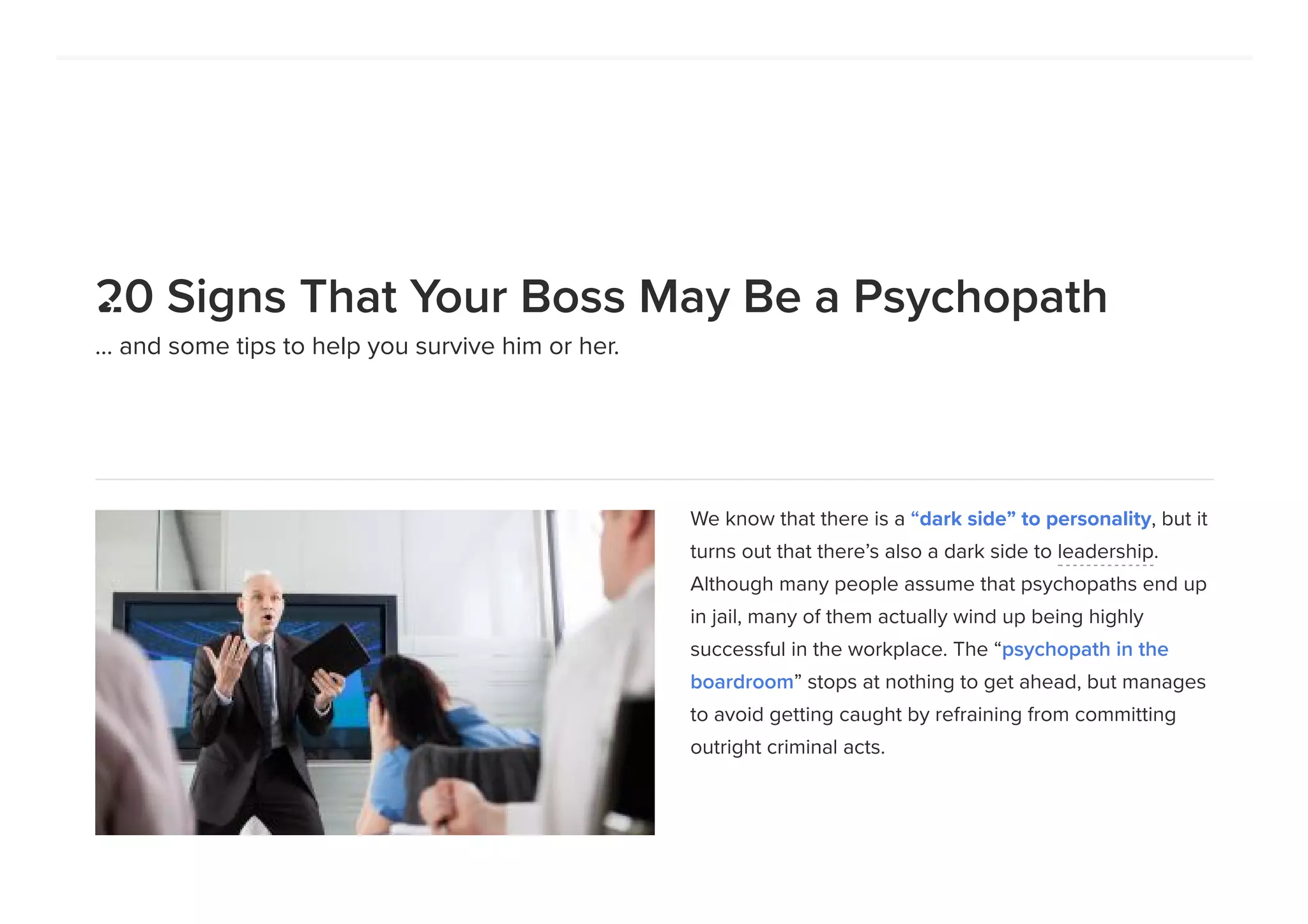 20 Signs That Your Boss May Be a Psychopath | PPT
