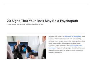 20 Signs That Your Boss May Be a Psychopath | PPT