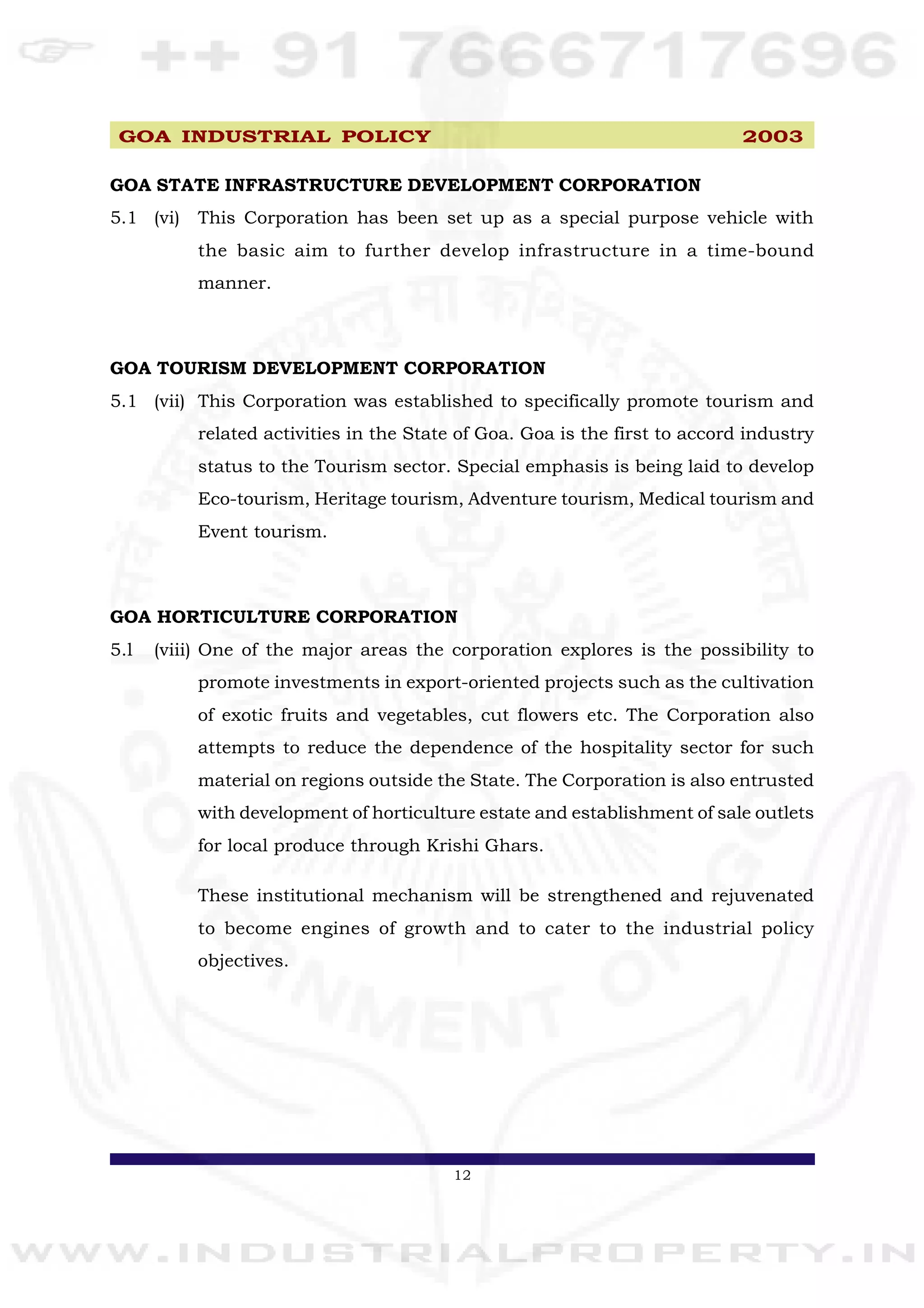Goa Industrial. policy 2003 | PDF