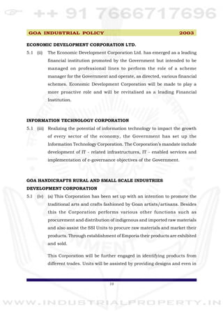 Goa Industrial. policy 2003 | PDF