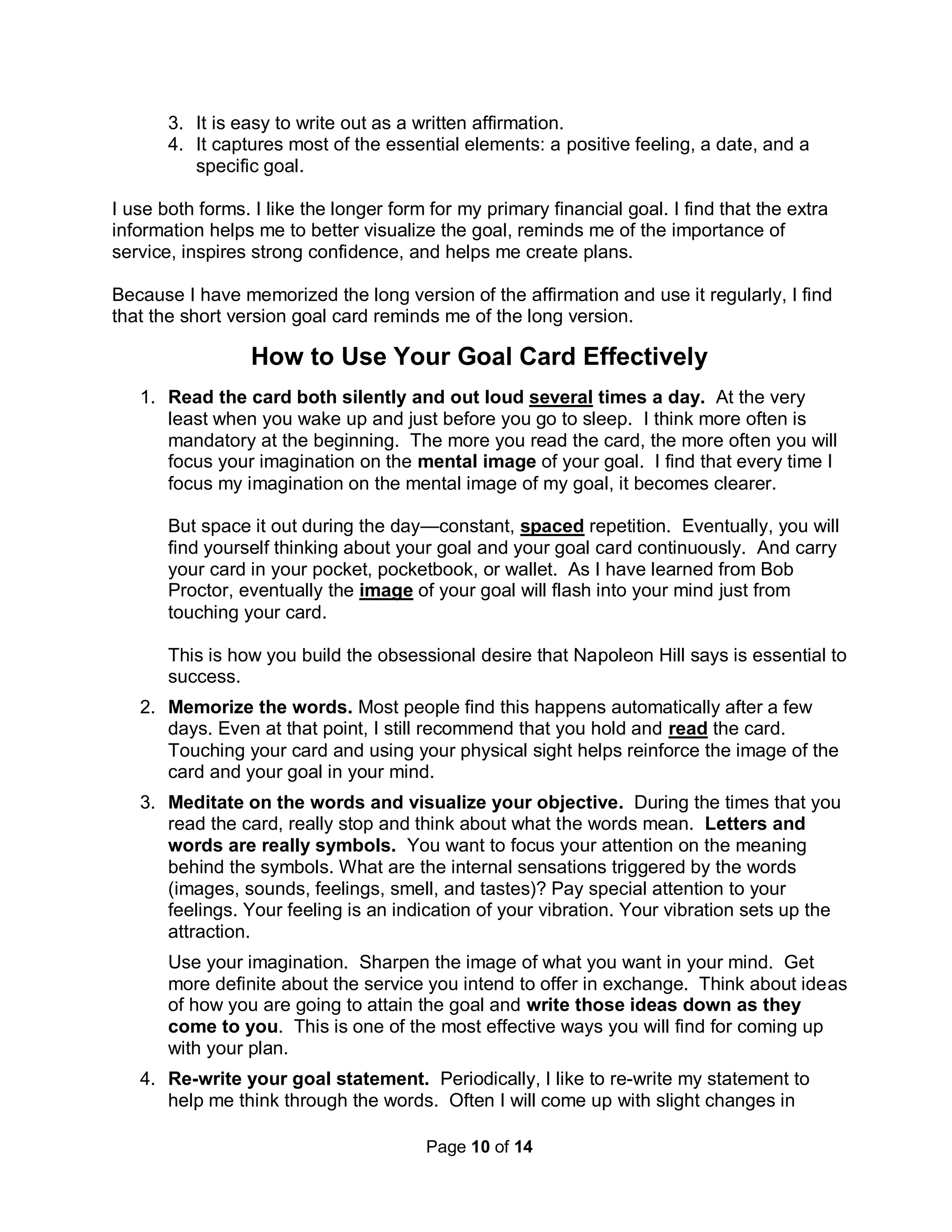 How to Create an Effective Goal Card | PDF
