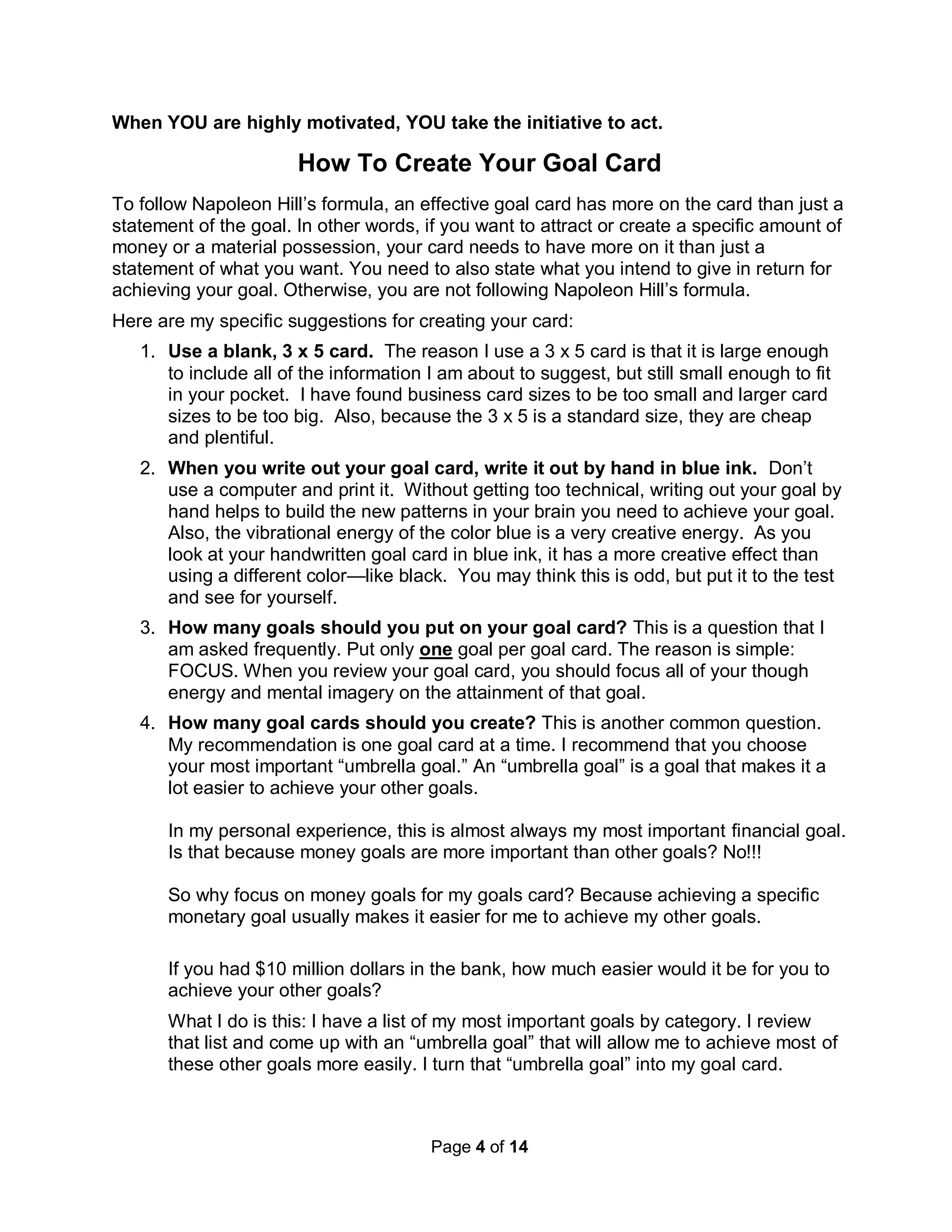 How to Create an Effective Goal Card | PDF
