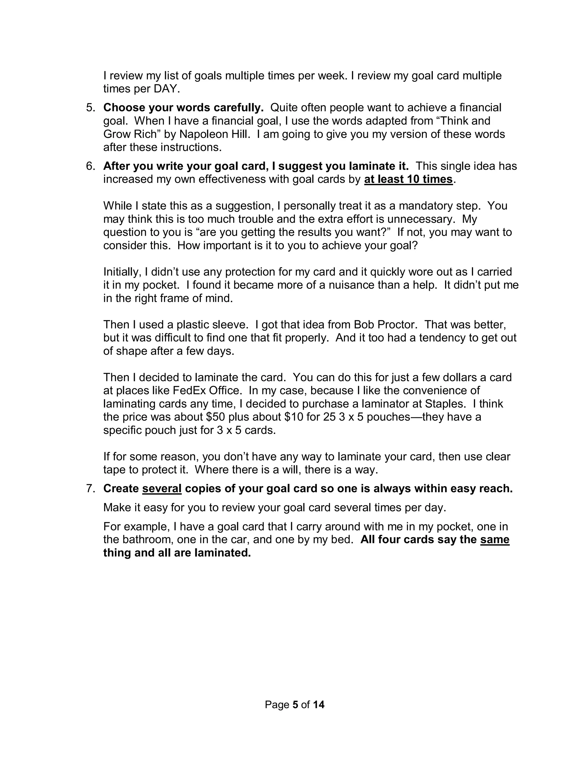 How to Create an Effective Goal Card | PDF