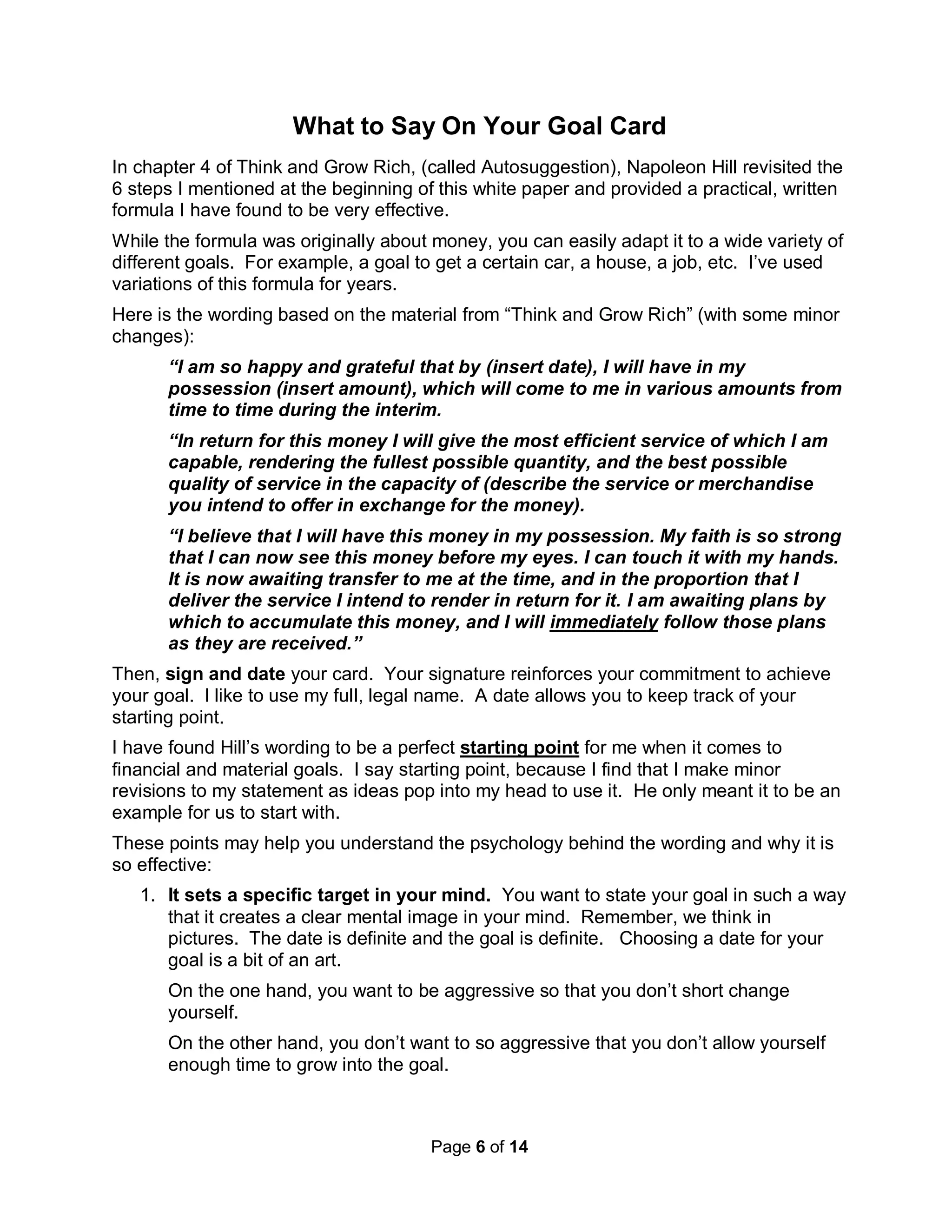 How to Create an Effective Goal Card | PDF