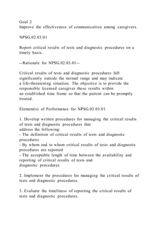 Goal 1 improve the accuracy of patient identification.nps